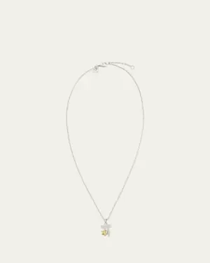 PROCACCIA JEWELRY 18k Hebrew Dalet Yellow Sapphire Initial Pendant Necklace - White Gold