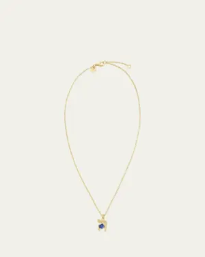 PROCACCIA JEWELRY Procaccia Jewelry 18K Gold Hebrew HEI Initial Sapphire Pendant Necklace Gold