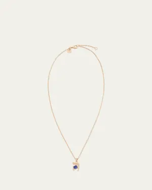 PROCACCIA JEWELRY Procaccia Jewelry 18K Gold Hebrew HEI Initial Sapphire Pendant Necklace Rose Gold