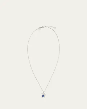 PROCACCIA JEWELRY 18k Hebrew Hei Initial Sapphire Pendant Necklace - White Gold