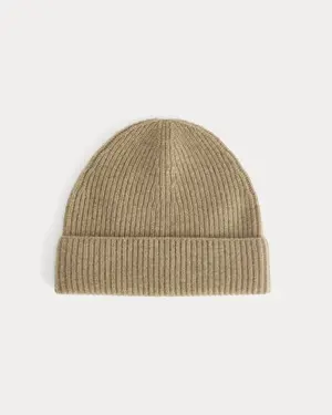 Everlane Cashmere Ribbed Beanie - Dark Heathered Camel