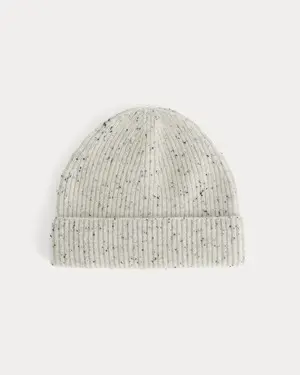 Everlane Cashmere Ribbed Beanie - Frost Donegal
