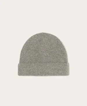 Everlane Cashmere Ribbed Beanie - Light Heather Grey