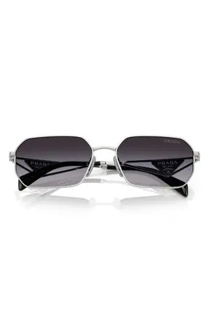 Prada 58mm Octagon Sunglasses - Silver