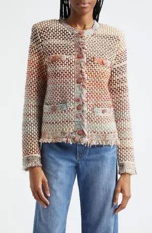 Veronica Beard Sariyah Ombré Knit Jacket - Red Multi
