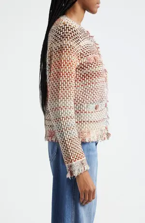 Veronica Beard Sariyah Ombré Knit Jacket - Red Multi