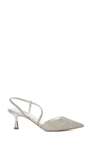 Dune London Slingback Pointed Toe Pumps - Silver