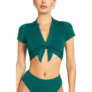 Robin Piccone Robin Piccone Ava Knot Front Bikini Top Malachite