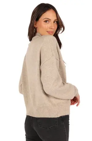 PETAL & PUP Brianna Mock Neck Sweater - Beige