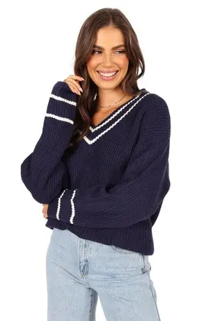 PETAL & PUP Leanna Striped Trim Sweater