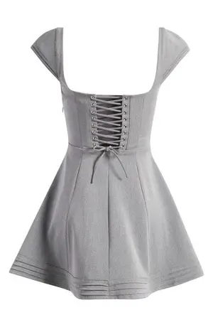 grey fit and flare cocktail dress Sleeveless Midi Fit And Flare Dress | Asymmetrical main image 0