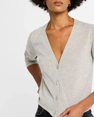 Majestic Filatures Machine Washable Cashmere Cardigan - Gray