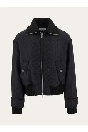 FERRAGAMO Blouson In Monogram Nylon - Black