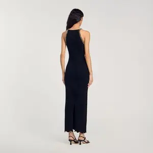 Sandro Beaded Velvet Knit Maxi Dress