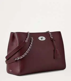 Mulberry Leather Lily Chain Tote Bag - Burgundy