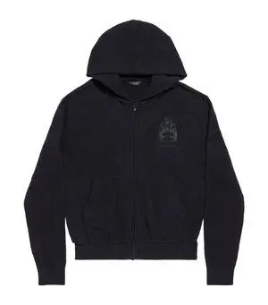 BALENCIAGA フレイムロゴ ジップアップパーカー ブラック Balenciaga Flame Logo Zip-Up Hoodie - Black | Editorialist