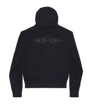 balenciaga フレイム ロゴ パーカー フーディー Balenciaga Flame Logo Zip-Up Hoodie - Black | Editorialist