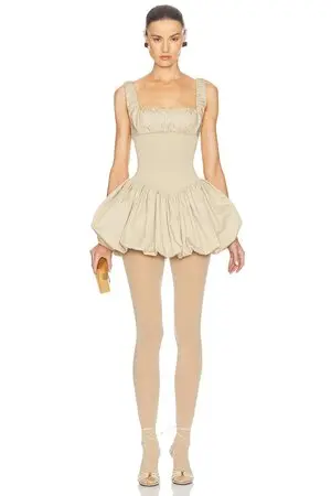 HELSA Rib Mix Puffy Mini Dress