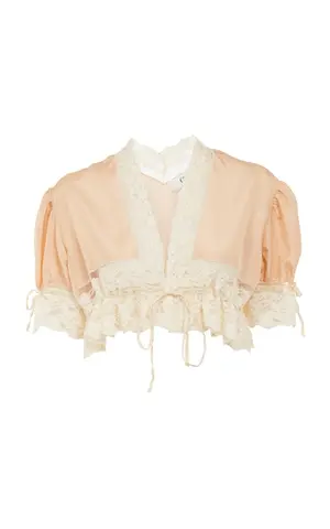 Chloé Lace-trimmed Silk Habotai Crop Top