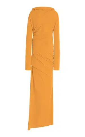 COLLEEN ALLEN Ruched Waist Cotton-blend Maxi Dress - Orange