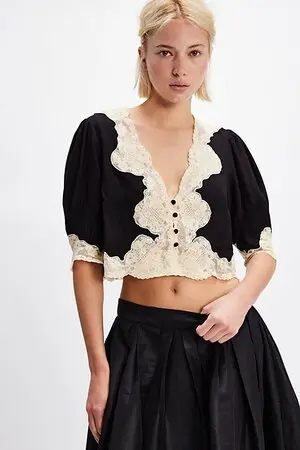 Rixo Yasmin Lace Trimmed Top