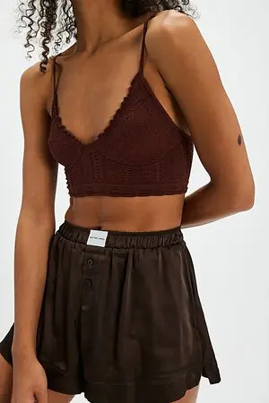 Free People Heirloom Seamless Bralette Chocolate Fondant