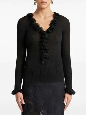 Etro Metallic Ruffled Jumper