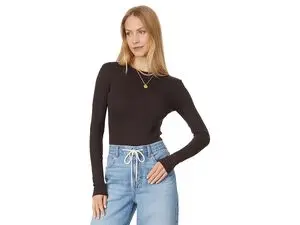 Madewell Modal Rib Long Sleeve Crew Neck - Brown