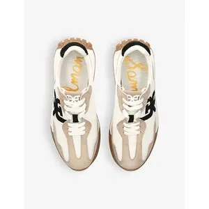 Sam Edelman Langley Suede And Mesh Low-top Trainers - Beige Comb