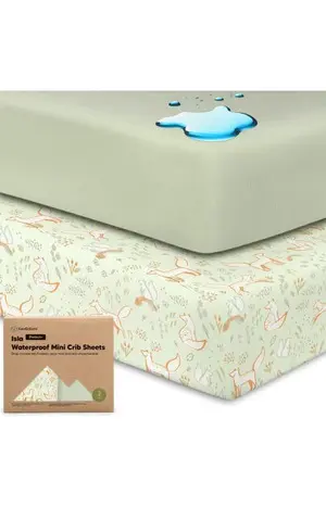 KEABABIES 2-pack Isla Protect+ Waterproof Mini Crib Sheets - Foxtrot