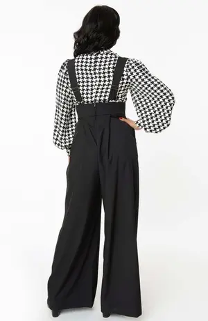 Unique Vintage Wide Leg Rochelle Suspender Pants