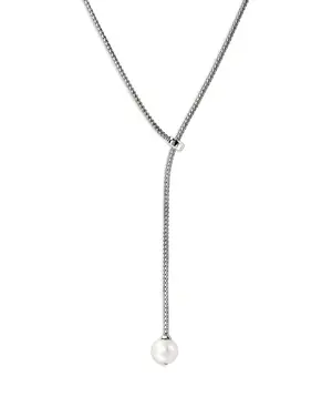 John Hardy Sterling Silver Pearl Lariat Necklace - Silver/white