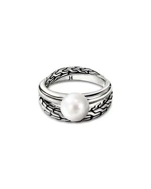John Hardy Sterling Silver Freshwater Pearl Ring - White/silver