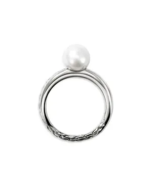 John Hardy Sterling Silver Freshwater Pearl Ring - White/silver