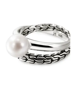 John Hardy Sterling Silver Freshwater Pearl Ring - White/silver