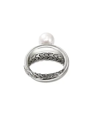 John Hardy Sterling Silver Freshwater Pearl Ring - White/silver