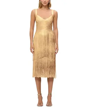Herve Leger Metallic Mischa Dress - Gold Foil
