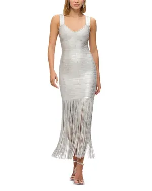 Herve Leger Metallic Alba Gown