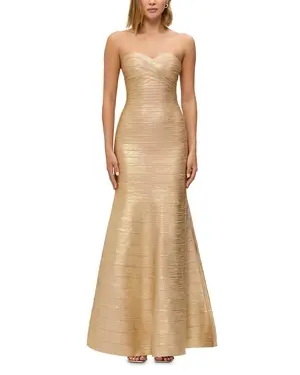 Herve Leger Metallic Sara Gown - Gold Foil