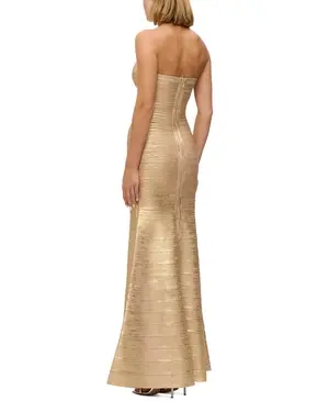 Herve Leger Metallic Sara Gown - Gold Foil