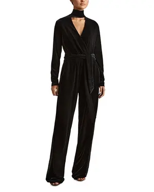REISS Vera Velvet Jumpsuit