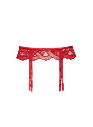 FLEUR DU MAL Hendrix Embroidery Garter Belt - Rouge
