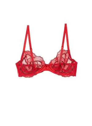 Fleur Du Mal Hendrix Embroidery Demi Bra - Rouge