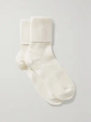 Johnstons Of Elgin Ribbed Cashmere-blend Socks - Neutrals