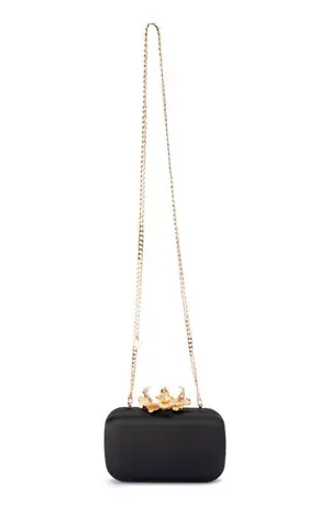 OLGA BERG Adele Orchid Lock Frame Clutch - Black