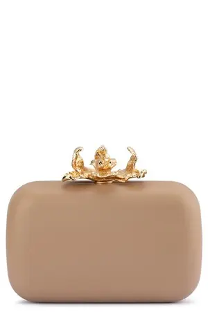 OLGA BERG Adele Orchid Lock Frame Clutch - Natural
