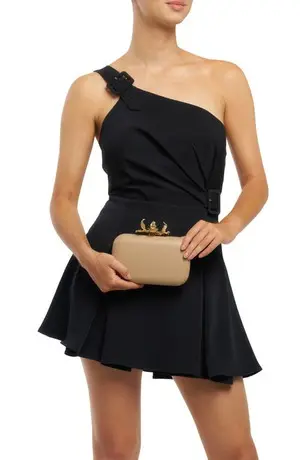OLGA BERG Adele Orchid Lock Frame Clutch - Natural