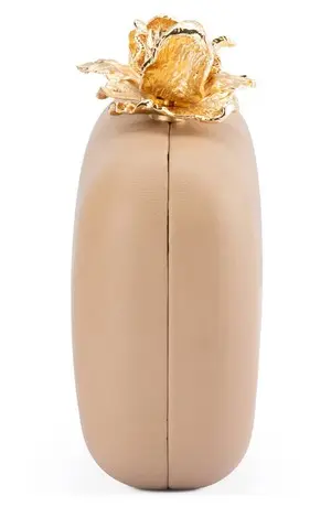 OLGA BERG Adele Orchid Lock Frame Clutch - Natural