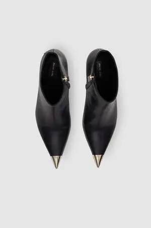 ANINE BING Nina Leather Boots With Metal Cap Toe