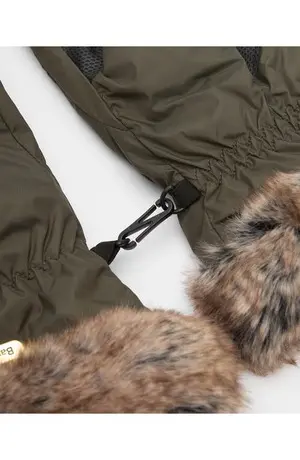Barbour Primrose Waterproof Mittens With Faux Fur Trim - Forest